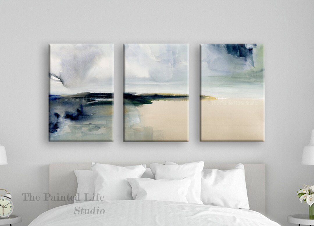 Set of 3 CANVAS Prints, Neutral Tones + Colors, Landscape Prints ...