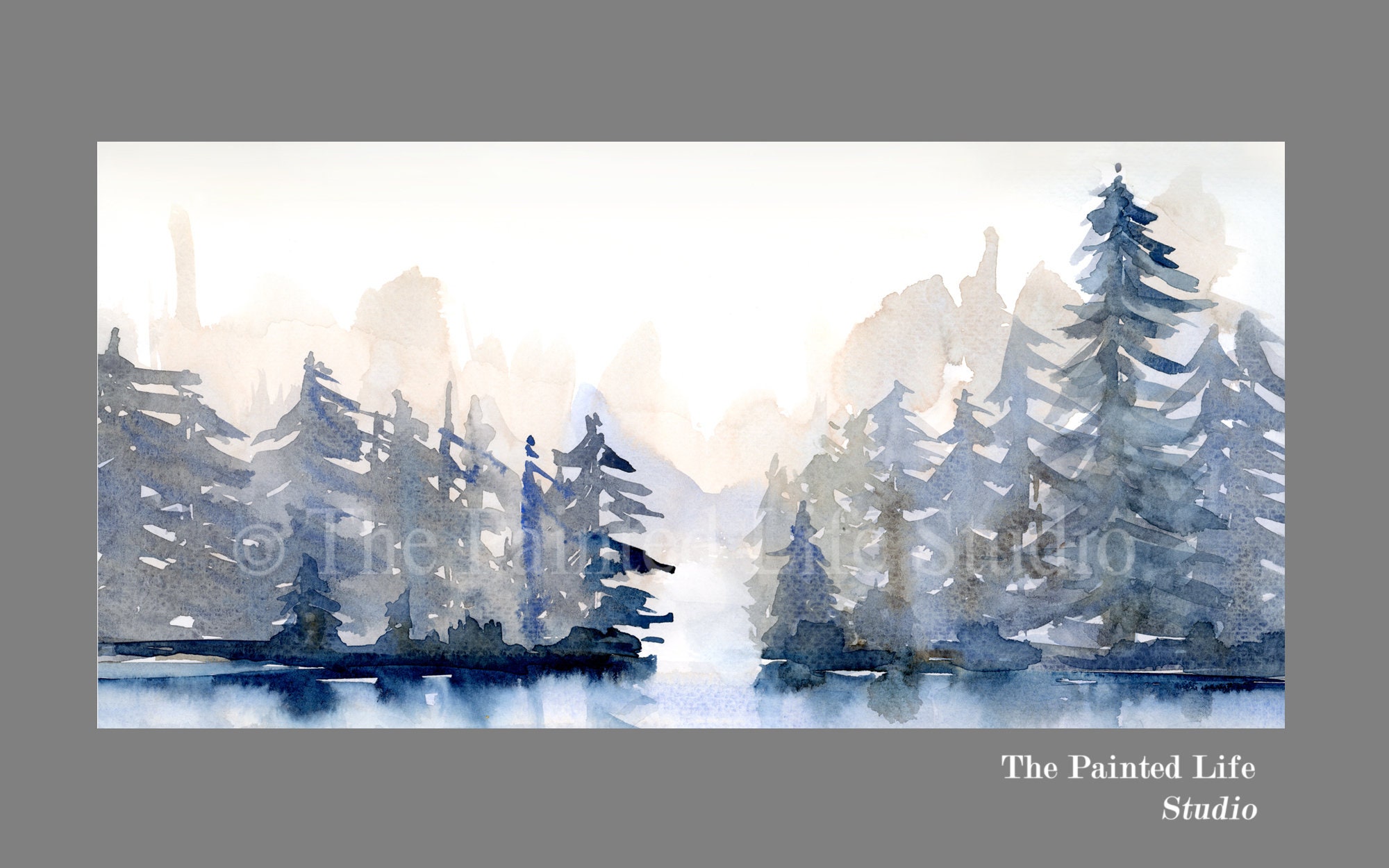 Pine Trees Reflection Panoramic Print misty Pines - Etsy