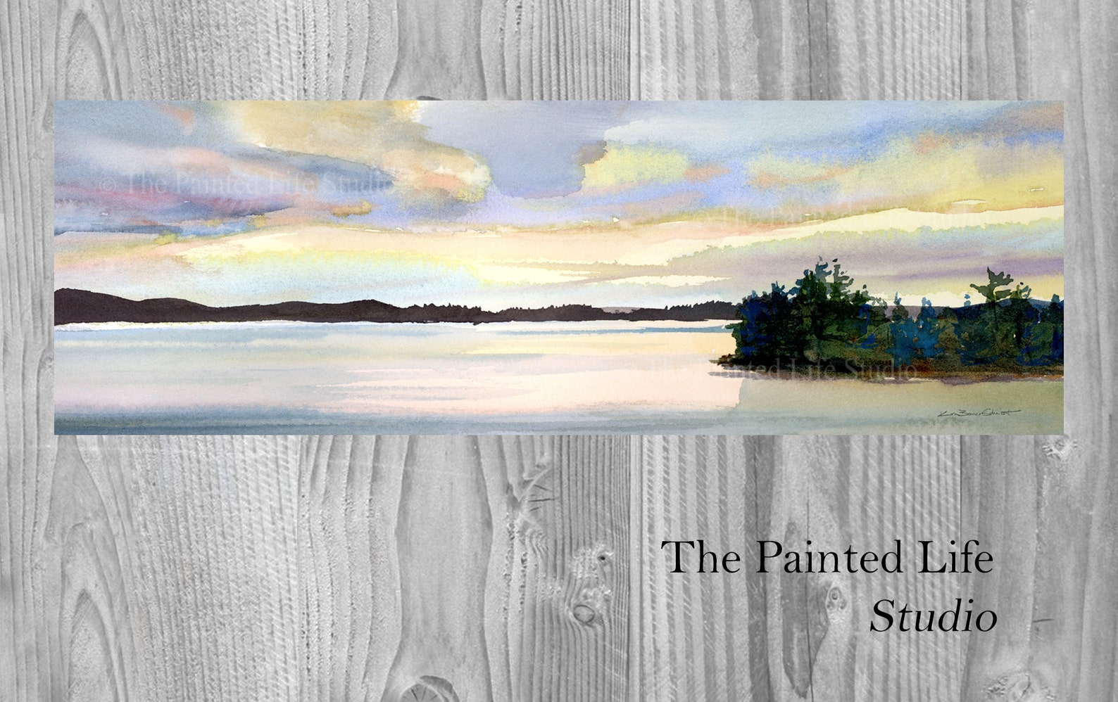 Lake George Panoramic Art Print Sunset Watercolor Wall Art | Etsy