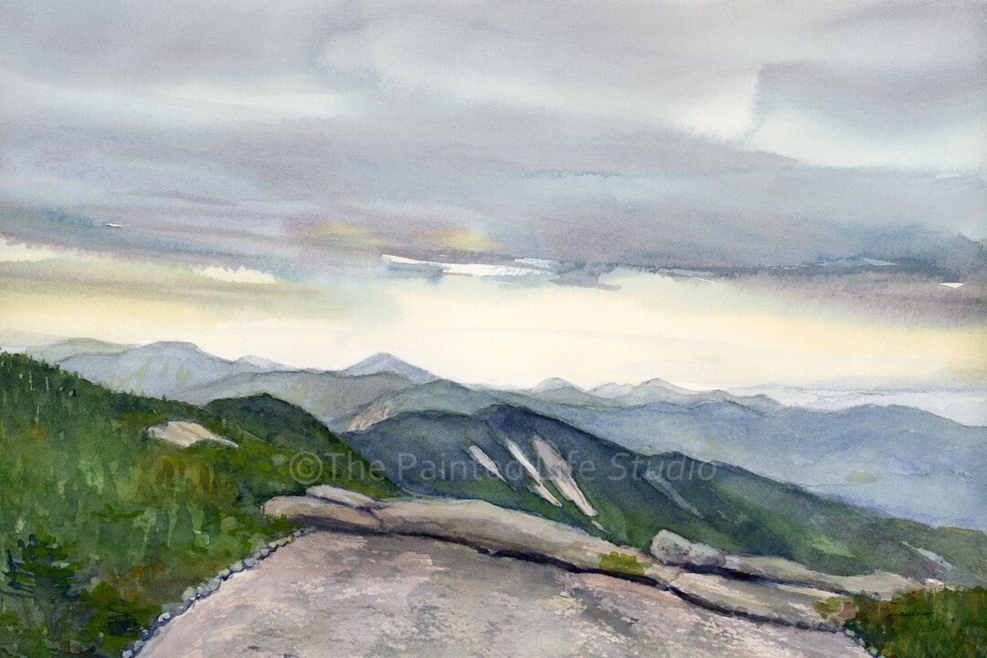 Gothics Mountain Summit Art Print, Watercolor Painting of Adirondack ...