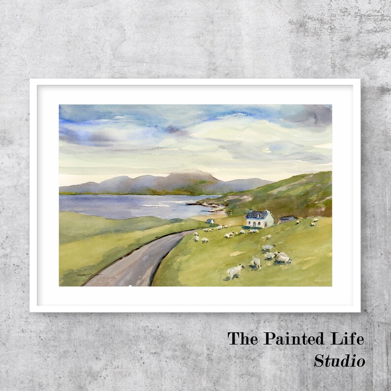 Scottish Highlands and Sheep Print of Watercolor Painting - Etsy