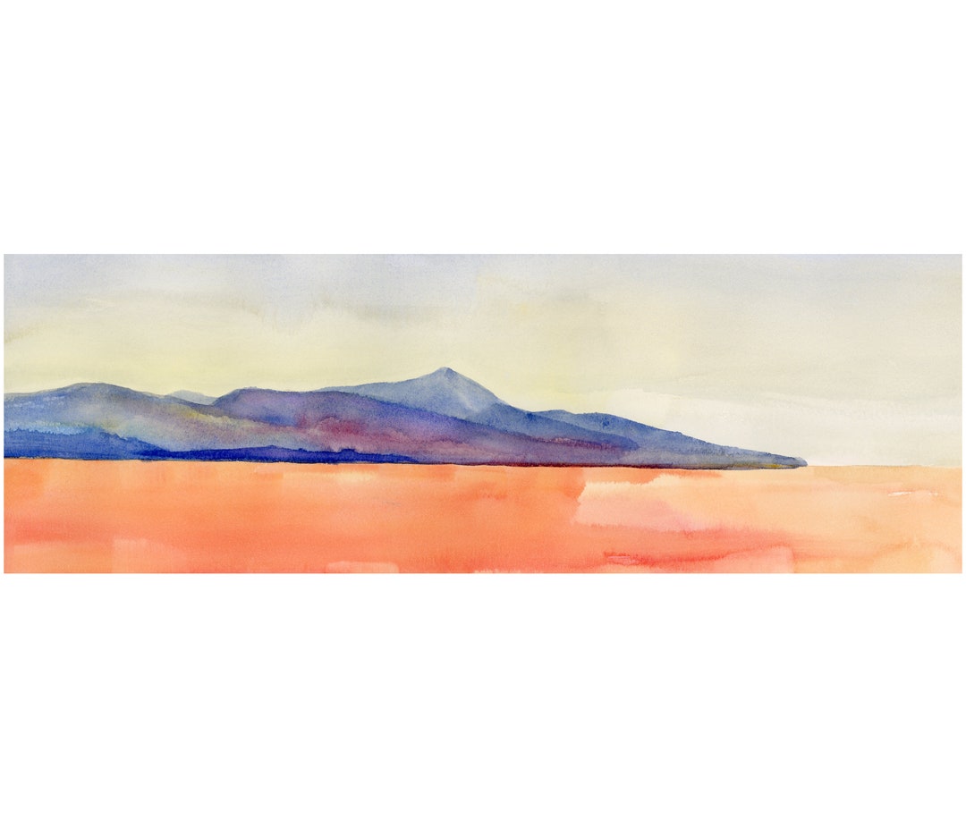Panoramic Mountainscape Art Print: Minimalist Watercolor Landscape - Etsy