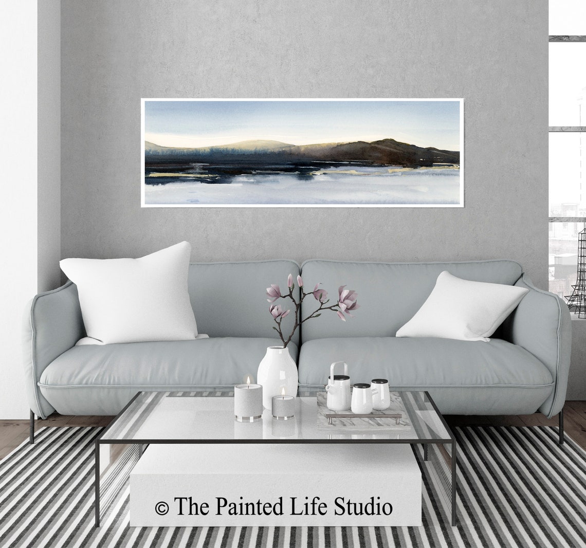 Panoramic Landscape wall art print mountains and lake in | Etsy