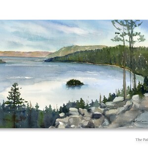 Lake Tahoe Emerald Bay Art Print of Original Watercolor Painting in ...