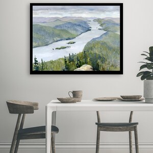 View of Lake George Print,mountains and Lake Watercolor Wall Art, Black ...