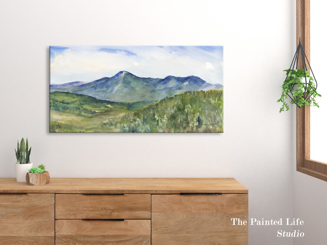 Mount Mansfield CANVAS Print, Vermont Peak Watercolor Art Print on ...