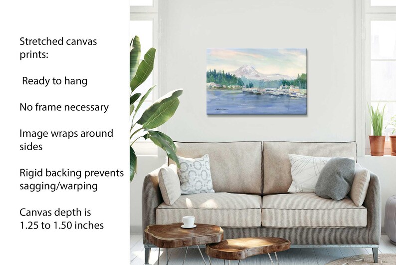 Gig Harbor Watercolor Print: Mount Rainier View, Washington Art - Etsy