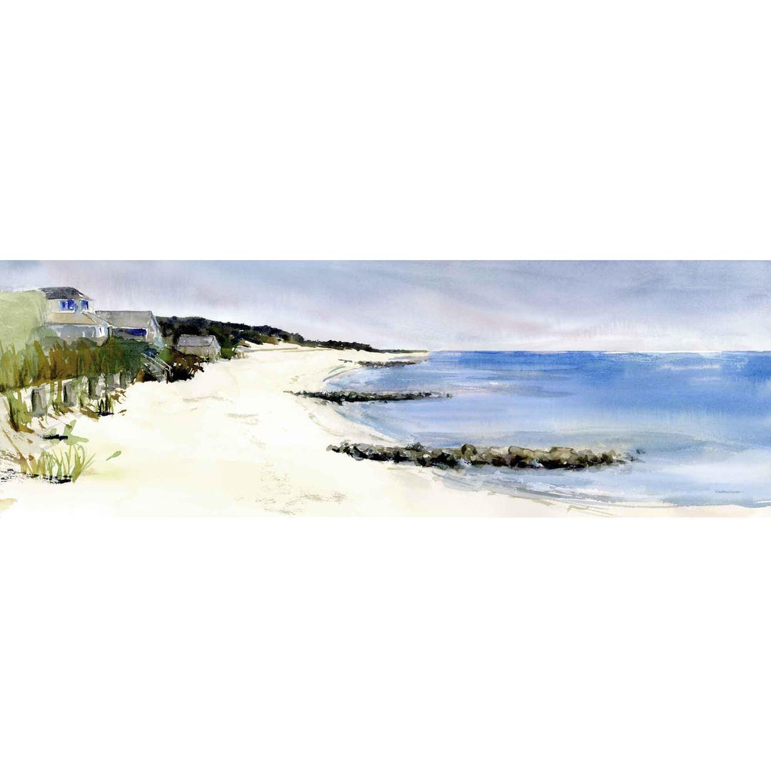 Cape Cod Beach Watercolor Painting: Panoramic Art Print - Etsy