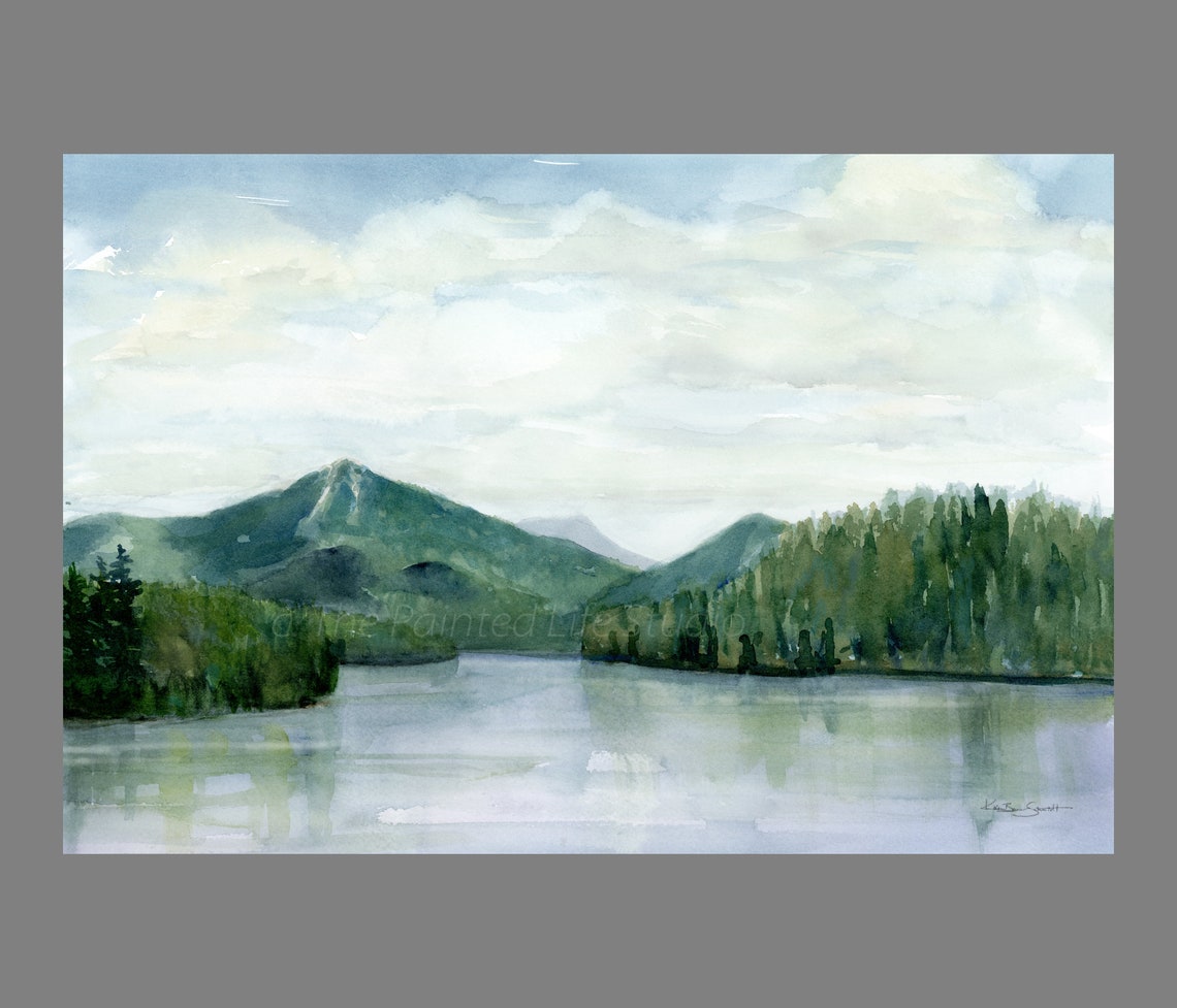 Lake Placid Art Print With Whiteface Mountain Adirondack - Etsy