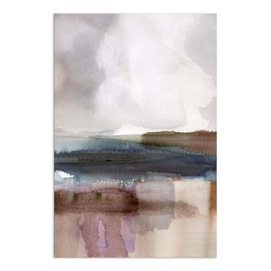 Earth Tones Vertical Landscape Wall Art in Browns and Blues, Minimalist ...