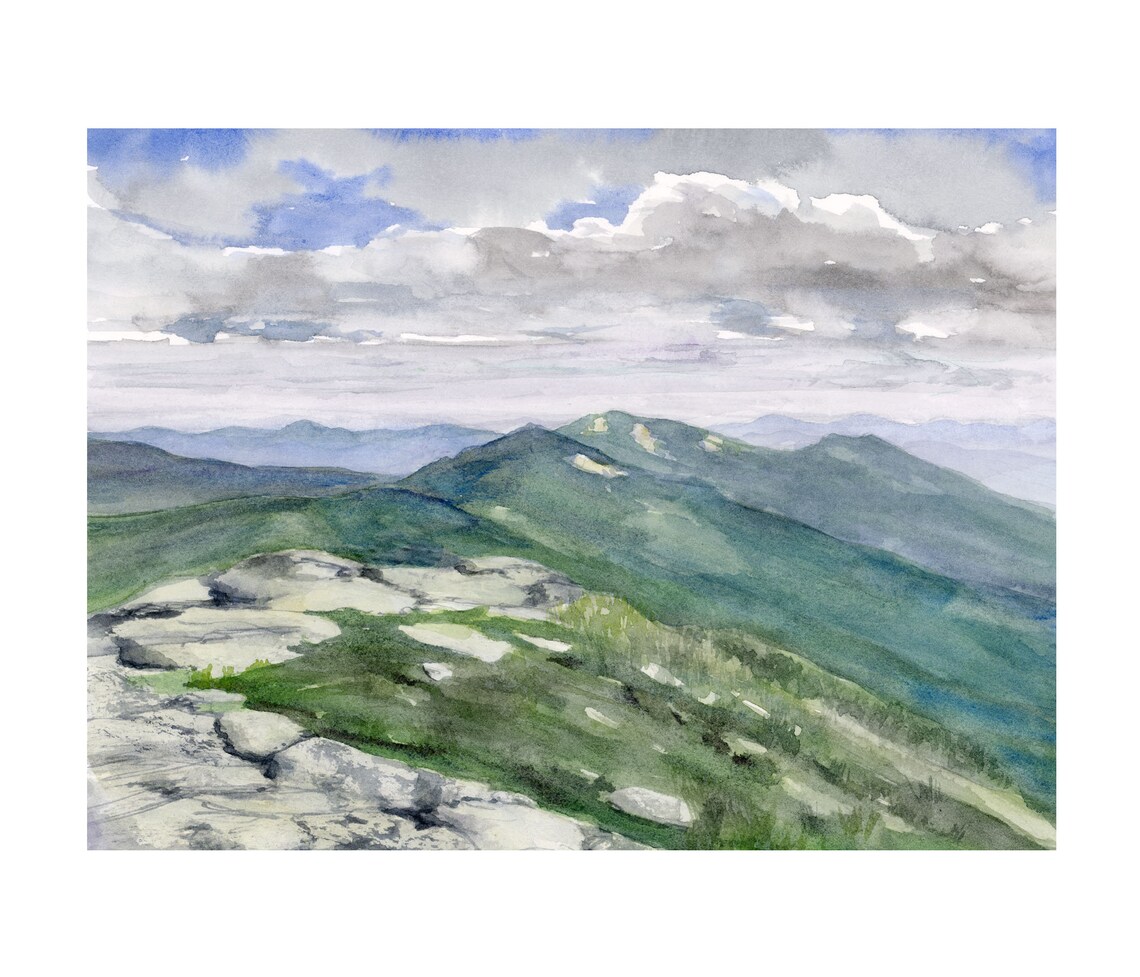 Haystack Mountain Summit Art Print Watercolor Painting of - Etsy