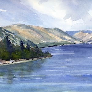 Lake Chelan Painting, Print of Washington State Mountains and Lake ...