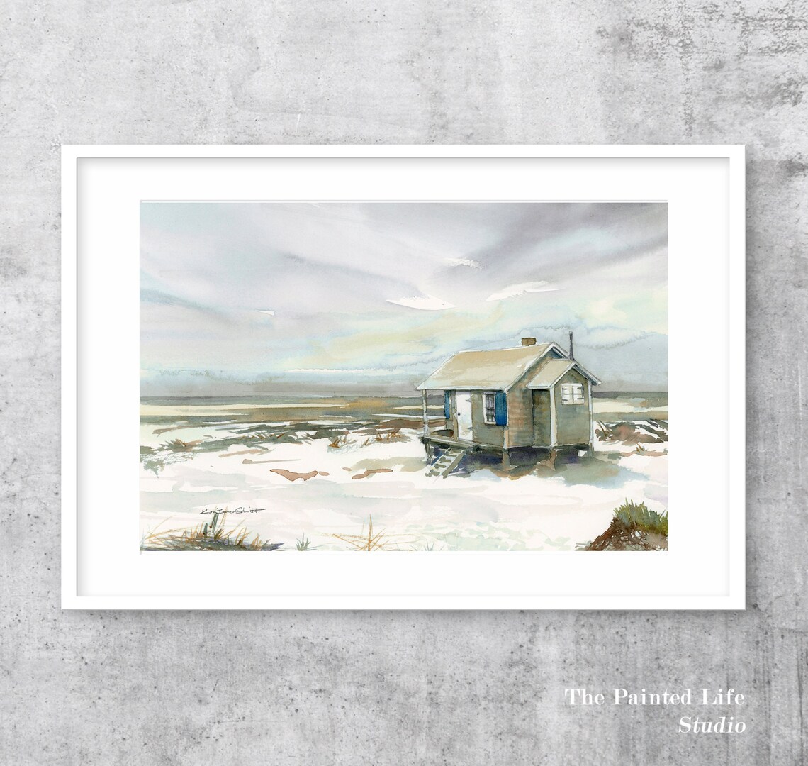 Beach Shack Watercolor Print Dune Shack on the Beach Wall Art - Etsy