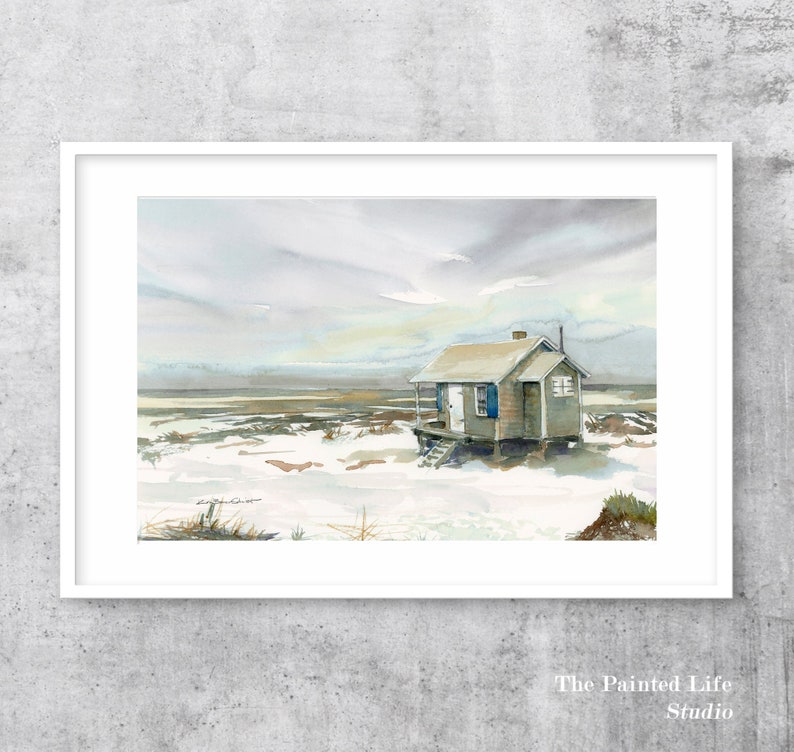 Beach Shack Watercolor Print Dune Shack on the Beach Wall Art - Etsy