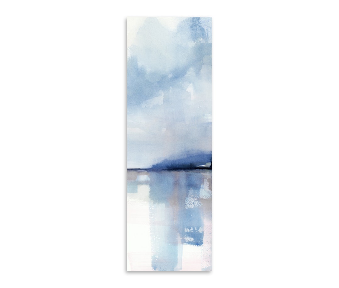 Blue Abstract Tall CANVAS Landscape, Long Vertical Stretched Canvas ...