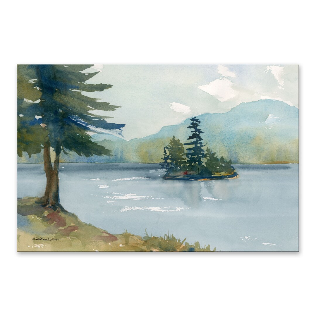 Lake Luzerne Watercolor Art Print: Adirondack Mountain Lake - Etsy