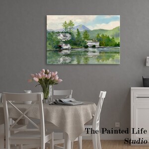 Mirror Lake CANVAS Art Print, Watercolor Painting of Mirror Lake Inn in ...