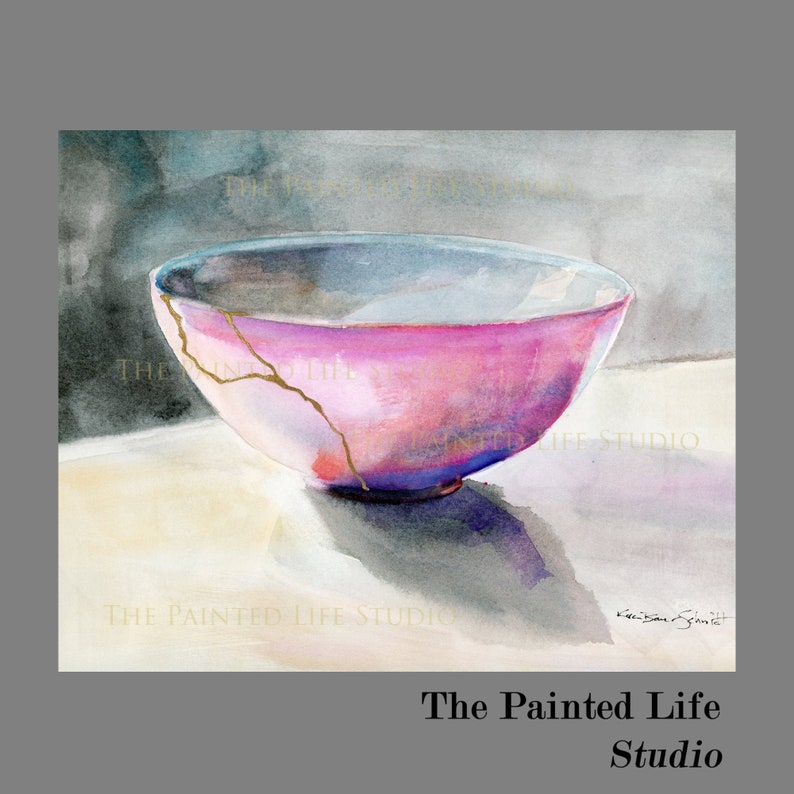 Kintsugi Bowl Fine Art Print of Original Watercolor | Etsy