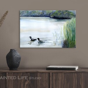 Loons on Lake CANVAS Art Print, Stretched Canvas Available in Several ...
