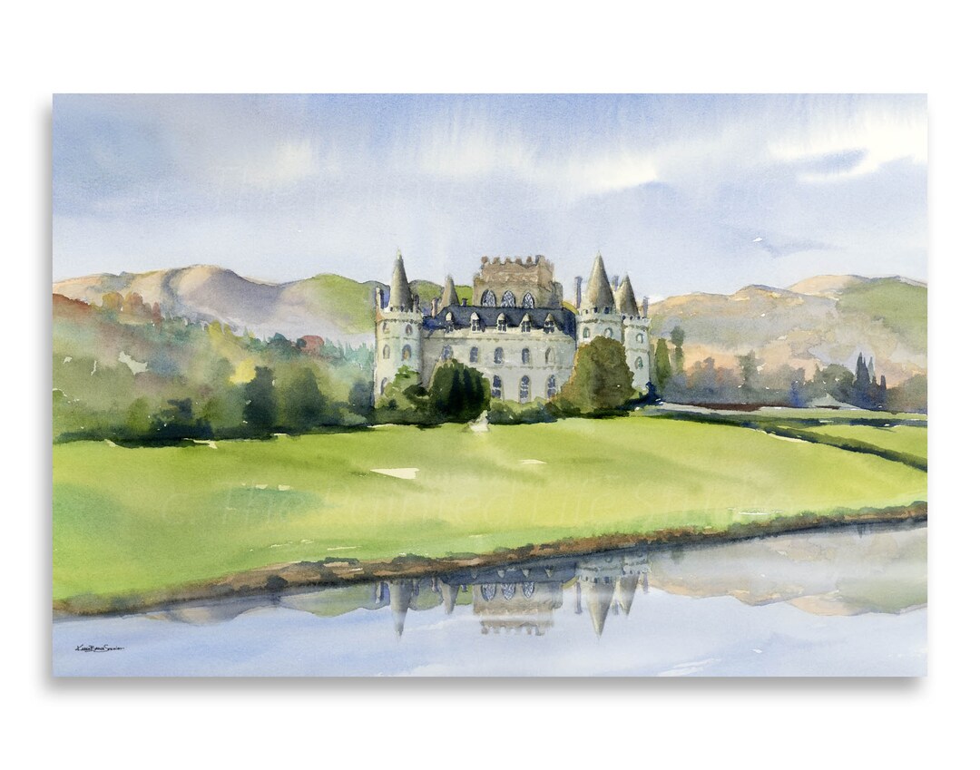 Inveraray Castle Art Print of Watercolor Painting of Scottish Castle ...