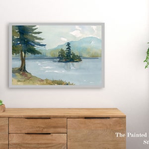 Lake Luzerne Watercolor Art Print: Adirondack Mountain Lake - Etsy
