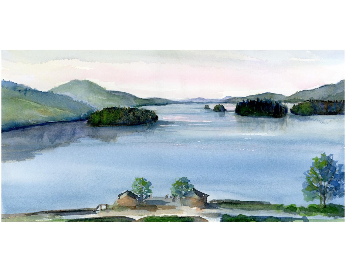 Sagamore on Lake George Art Print Watercolor Painting of the - Etsy