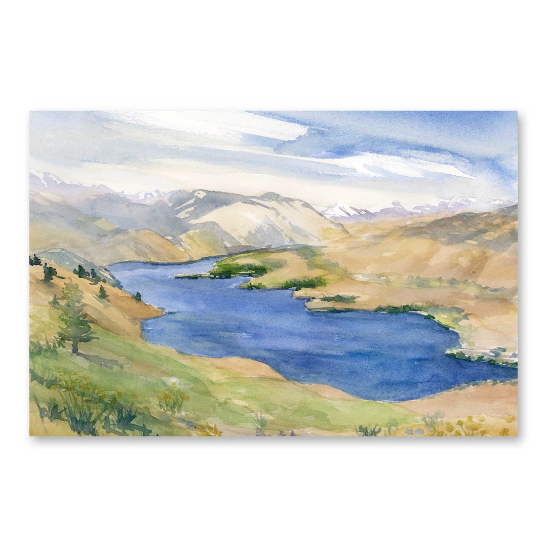 Lake Chelan & Mountains Art Print, Washington State, Prints on Paper or ...