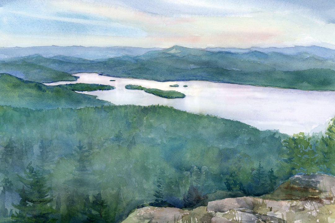 View of Lake George Print From Buck Mountain, Mountains and Lake ...