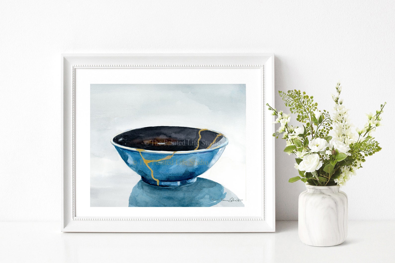 Kintsugi Bowl Art Painting Watercolor Print Wabi Sabi Art - Etsy