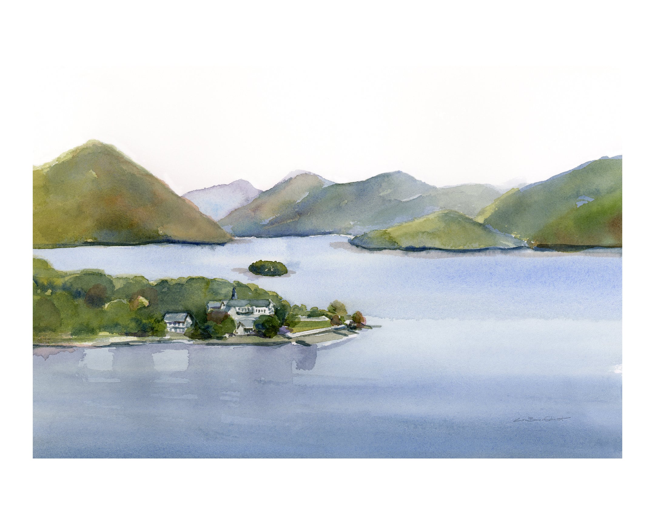 Sagamore on Lake George Art Print Watercolor Painting Wall - Etsy