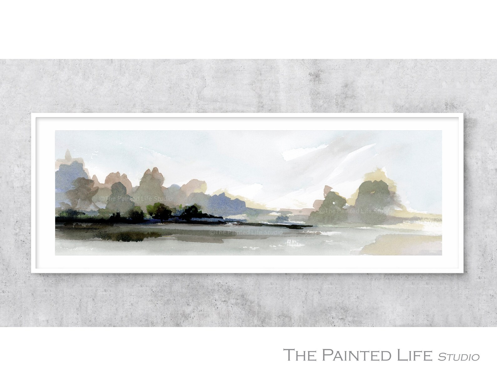 Neutral Colors Panoramic Landscape Print Distant Trees in - Etsy
