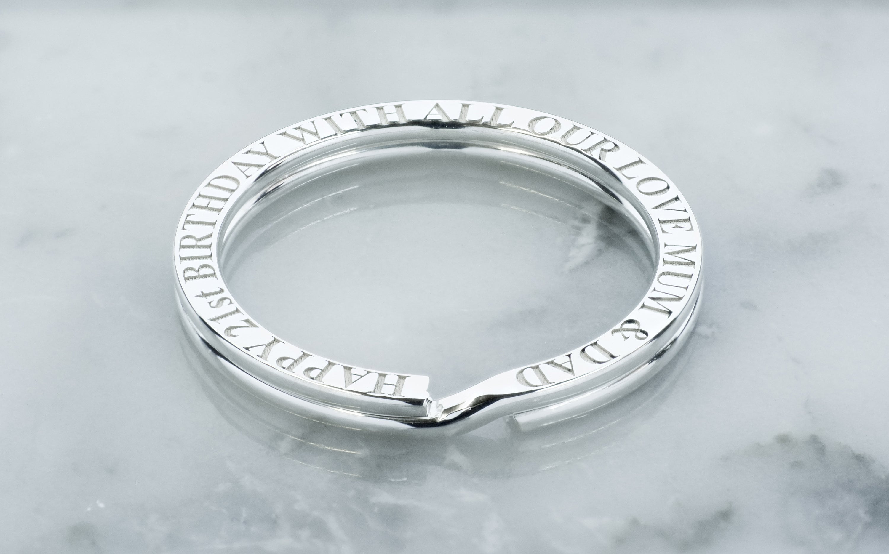 Solid Silver Laser Engraved Keyring Individualised Solid | Etsy