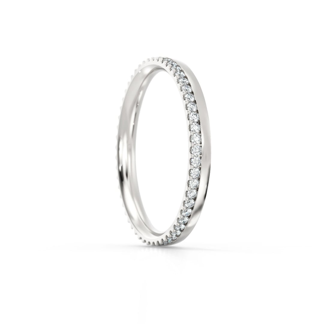 Platinum Offset Diamond Full Eternity Ring / Offset Diamond Wedding ...