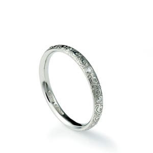 Platinum Shaped Diamond Wedding Ring Diamond Wedding Ring Unique Scrollwork Laser Engraved - Etsy UK