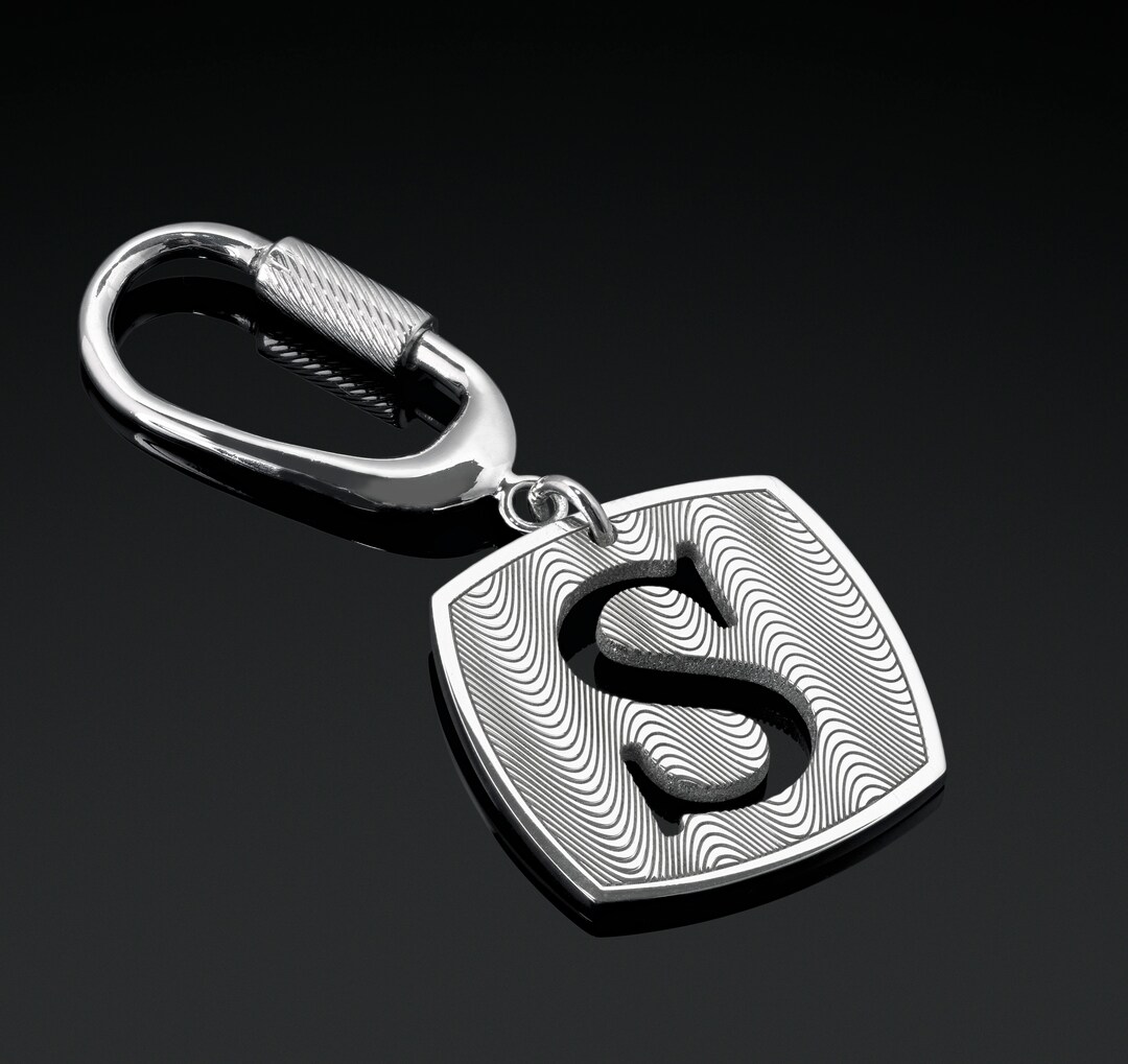 Solid Silver Initial Letter ' Keyring-keychain Personalised Sterling ...