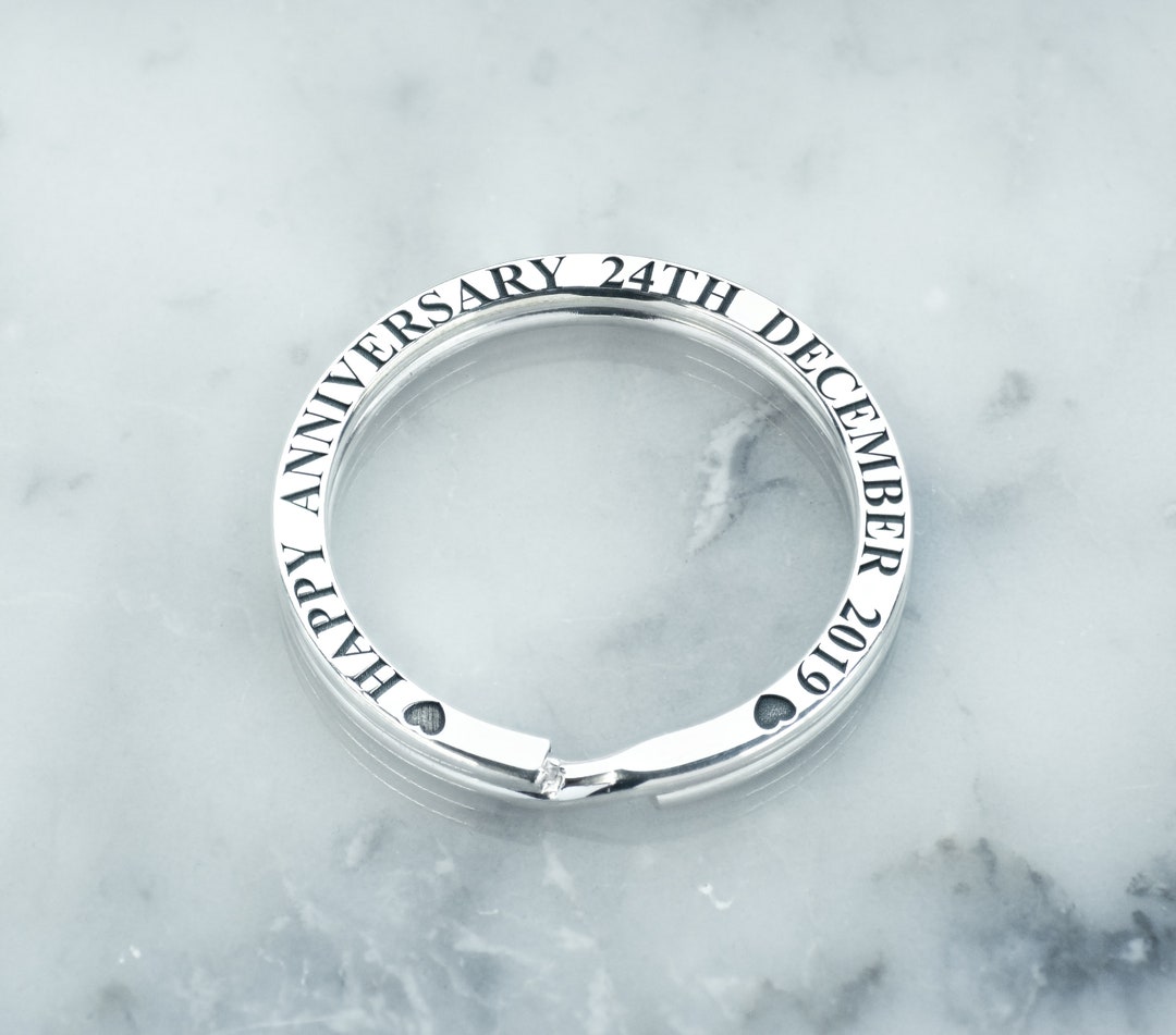 Solid Silver Laser Engraved Keyring - Individualised Solid Silver ...