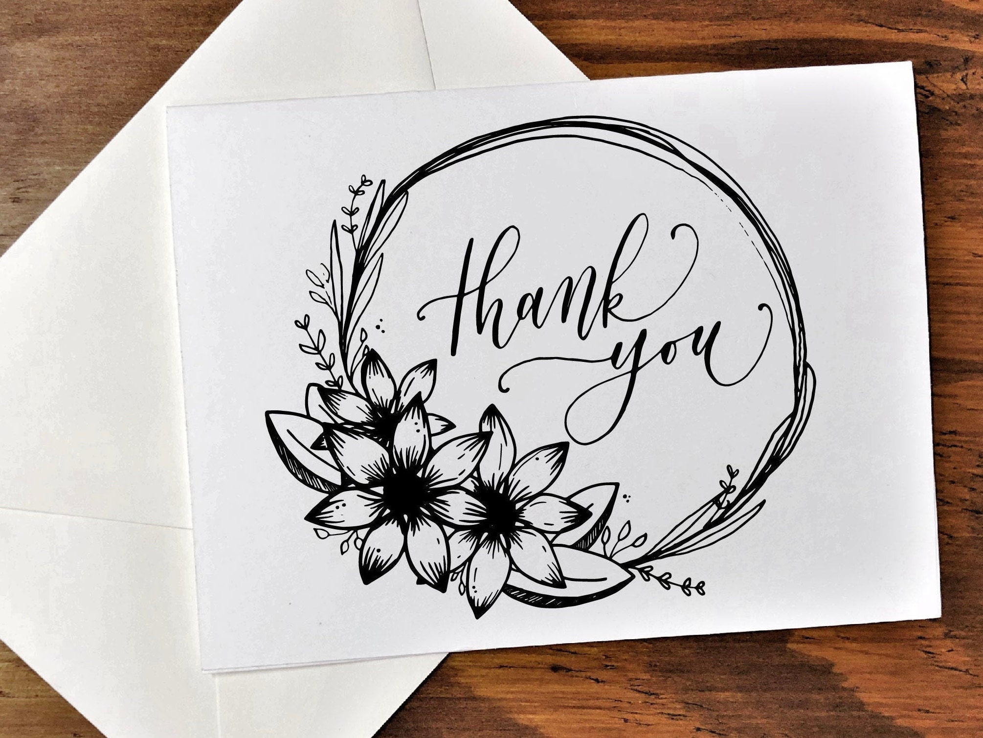 Handmade Calligraphy Greeting Card - Thank You Card - Etsy