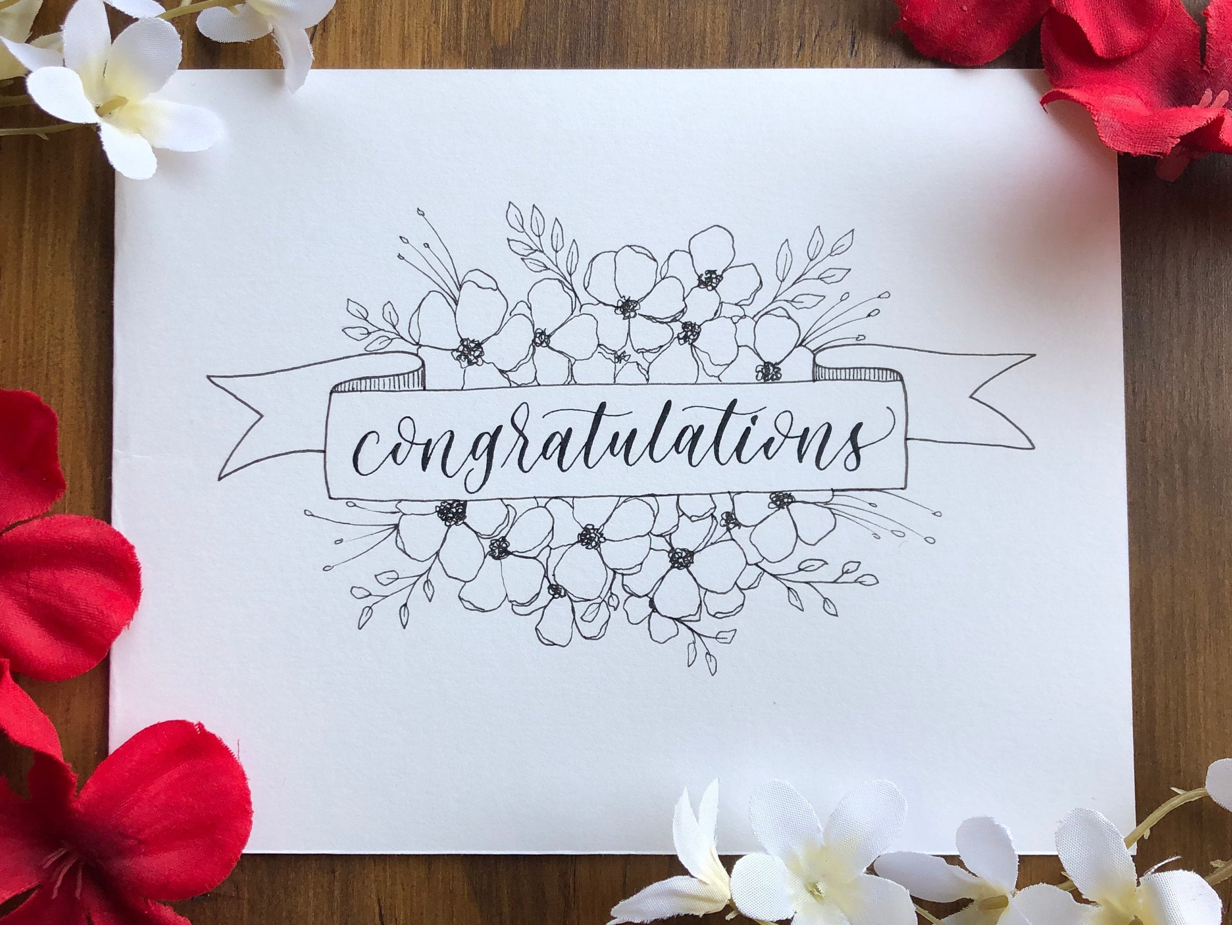 Handmade Calligraphy Greeting Card - Congratulations Card - Etsy