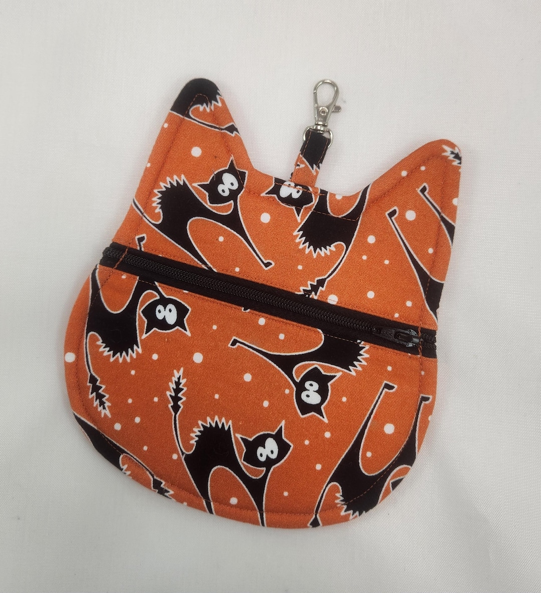 Cat Zipper Pouch With Arched Black Cats, Halloween Cats on a Zipper ...