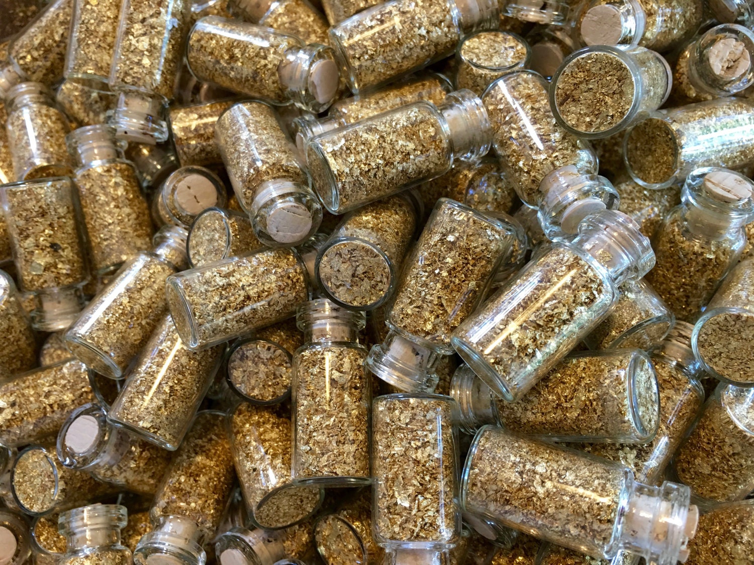 12 Large Bottles of Gold Leaf Flakes .. Lowest Price Online !!..+ Fast ...