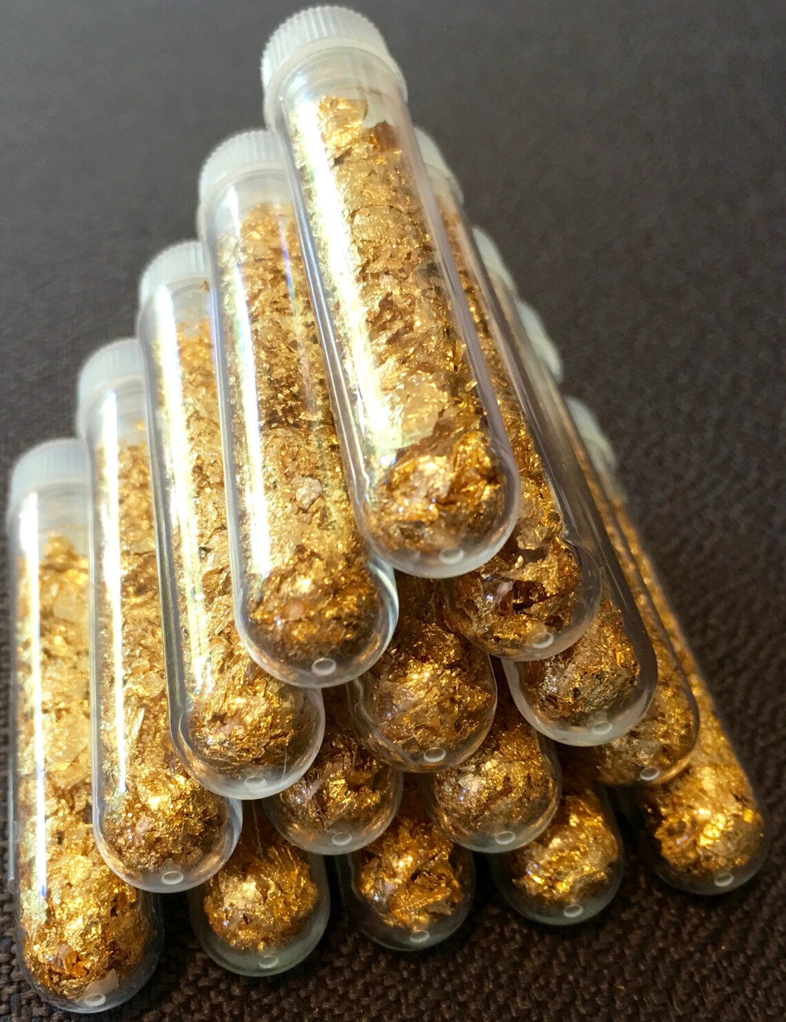 9 Large 3ml Vials.. Filled Full of Gold Leaf Flakes .. Lowest - Etsy