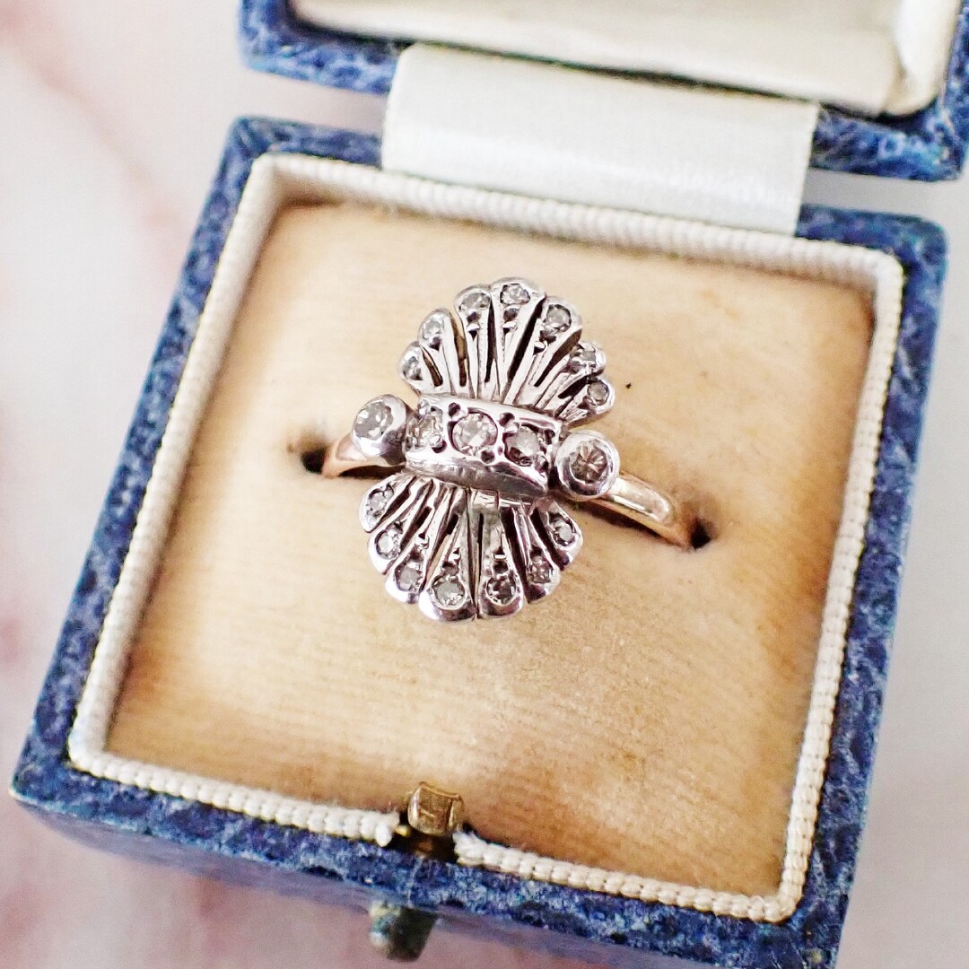 ART DECO Diamond Fan Ring Size Uk L 1/2 US 5 3/4 - Etsy
