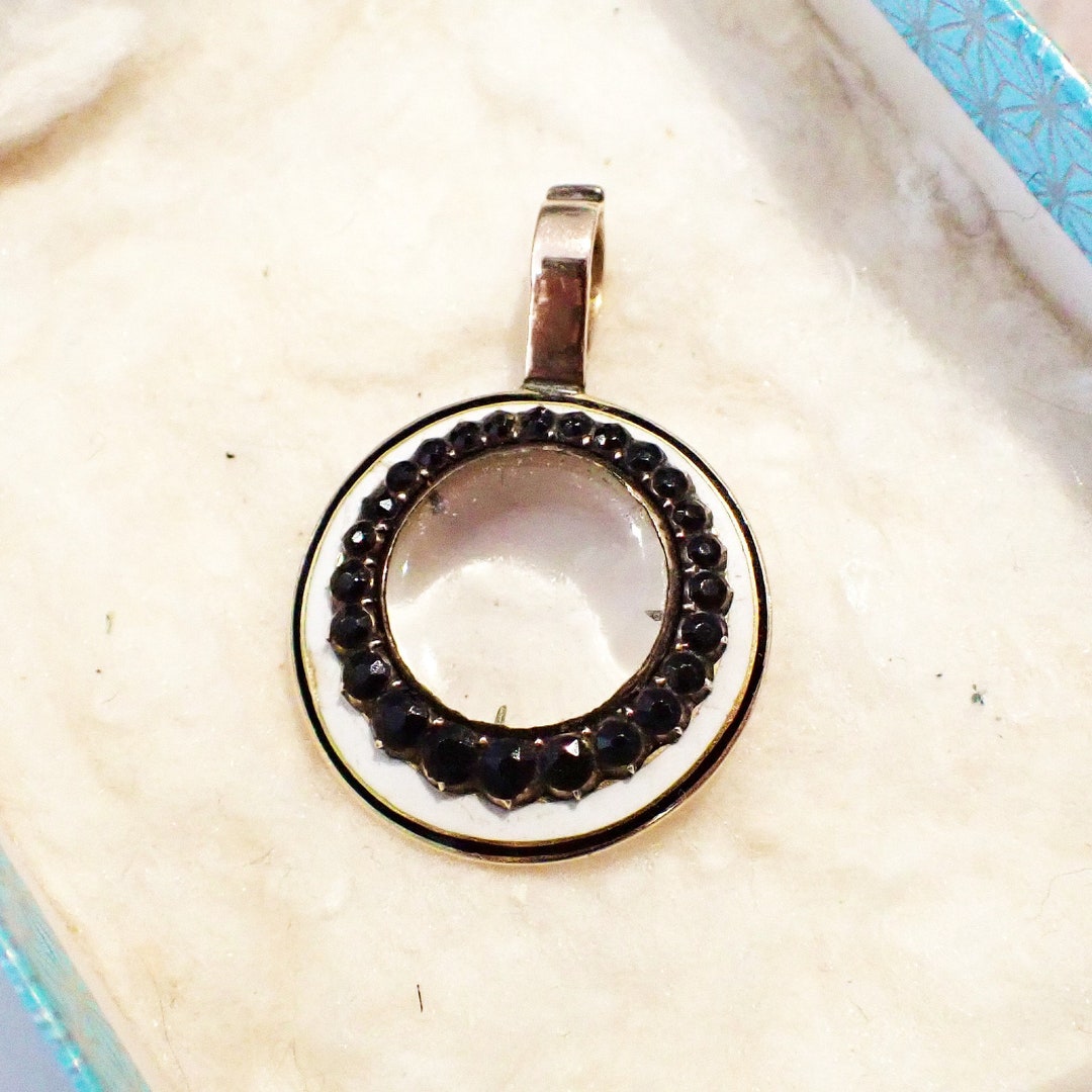 GEORGIAN Enamel & French Jet Locket 9ct Gold - Etsy