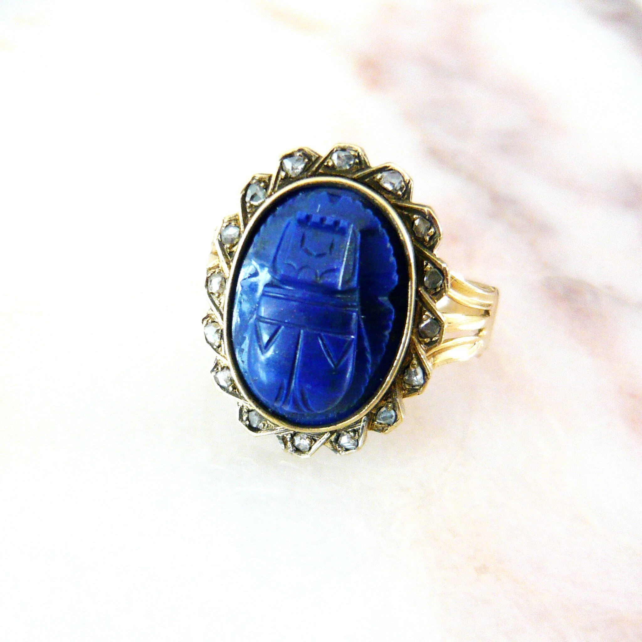 ART DECO Lapis Lazuli Scarab Ring Size Uk R US 8 3/4 - Etsy