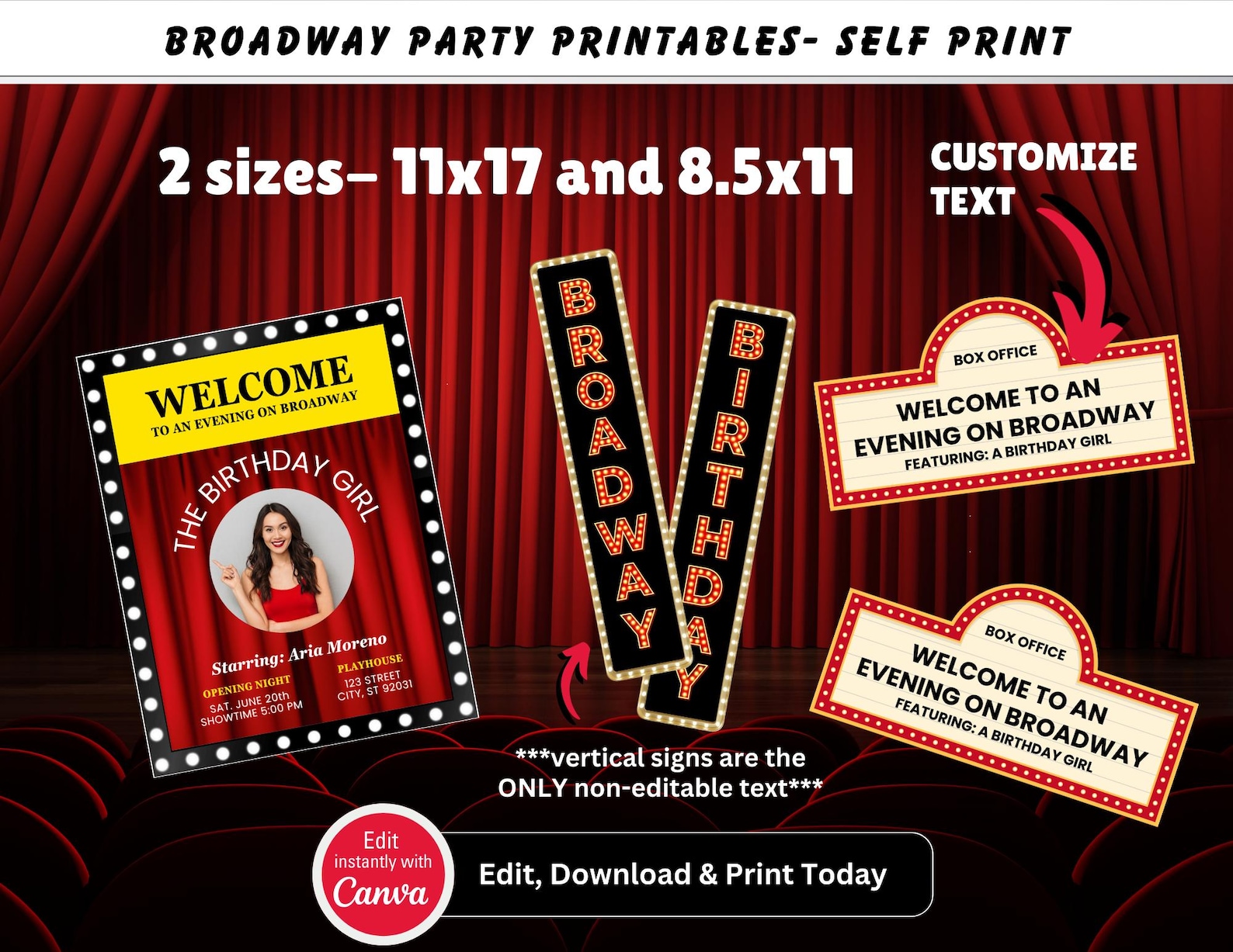 Broadway Party Printable Super Bundle- Editable on Canva- Self Print - Etsy