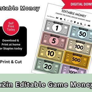 Editable Printable Game Money | Inspired by Classic Monopoly | 4x2in ...