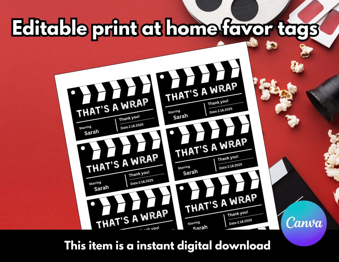 That's a Wrap Clapper Tag - Etsy