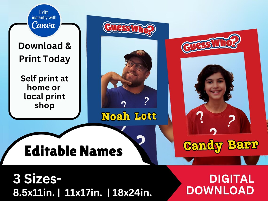 Editable Printable Group Costume | Classic Guess Who Game Theme ...