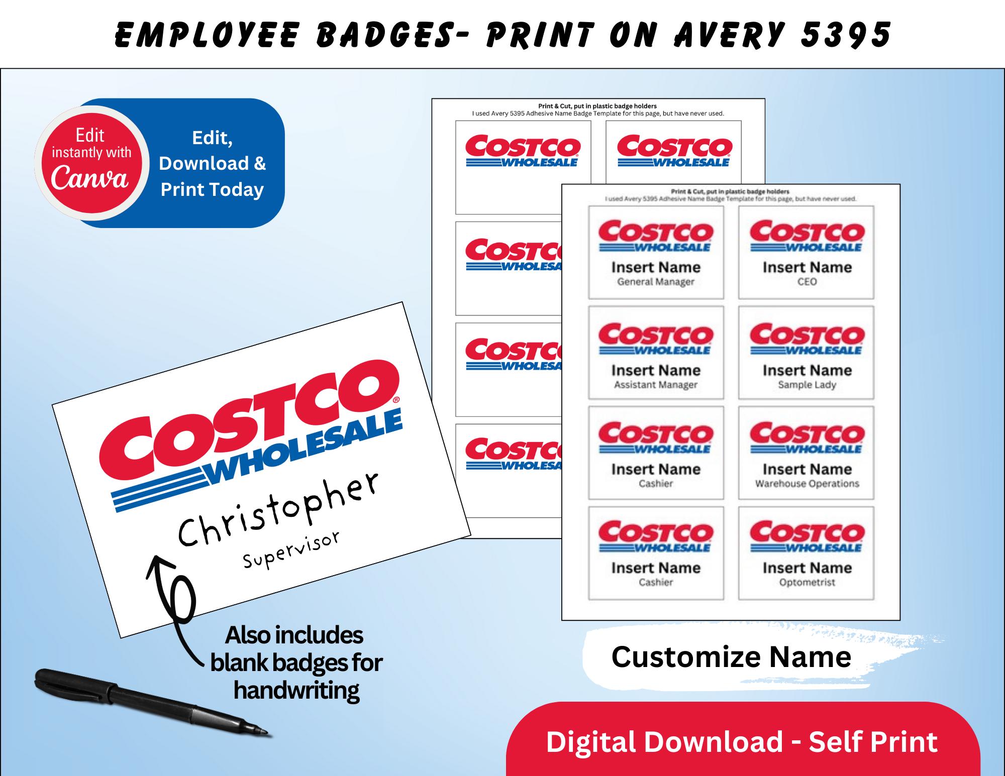 Customizable Costco Name Badge- Printable Template - Etsy