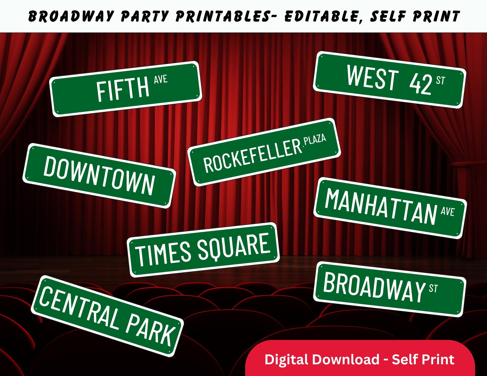 Broadway Party Printable Super Bundle- Editable on Canva- Self Print - Etsy